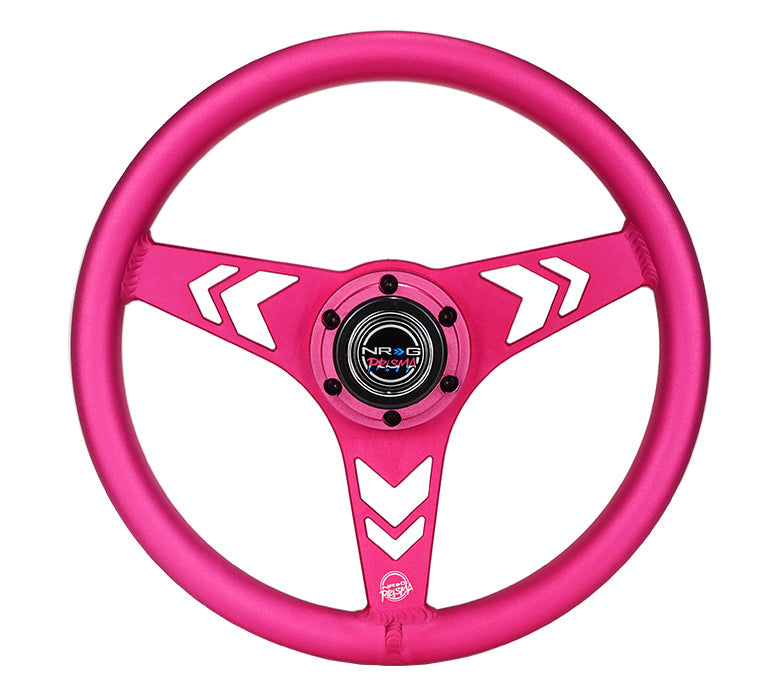 NRG Innovations x Prisma Lab - Aluminum Steering Wheel - Pink w/Arrow ...