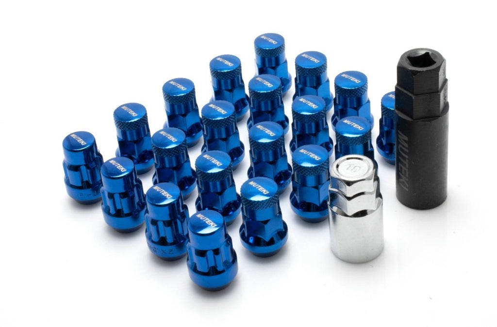 Muteki - SR35 Close End Lug Nuts w/ Lock Set - Blue - 12x1.50 - Set of ...